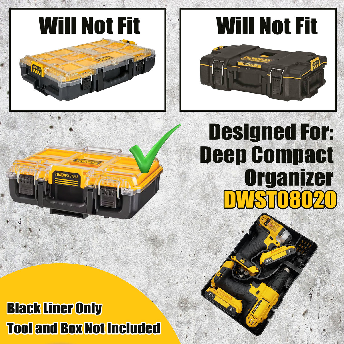 TidyTool Deep Compact Insert for 20V Max Drill Set (DCF885 & DCD771)